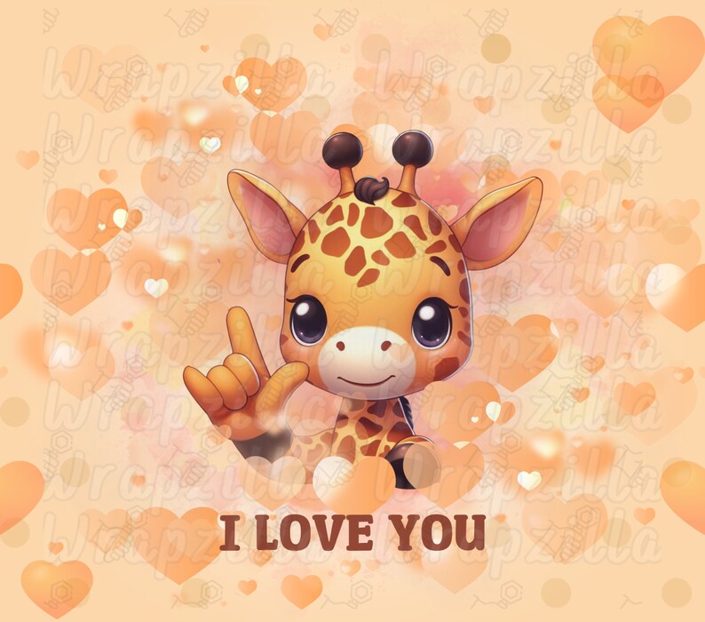 ASL Tumbler Wrap American Sign Language Ily Giraffe Heart 20oz - Etsy