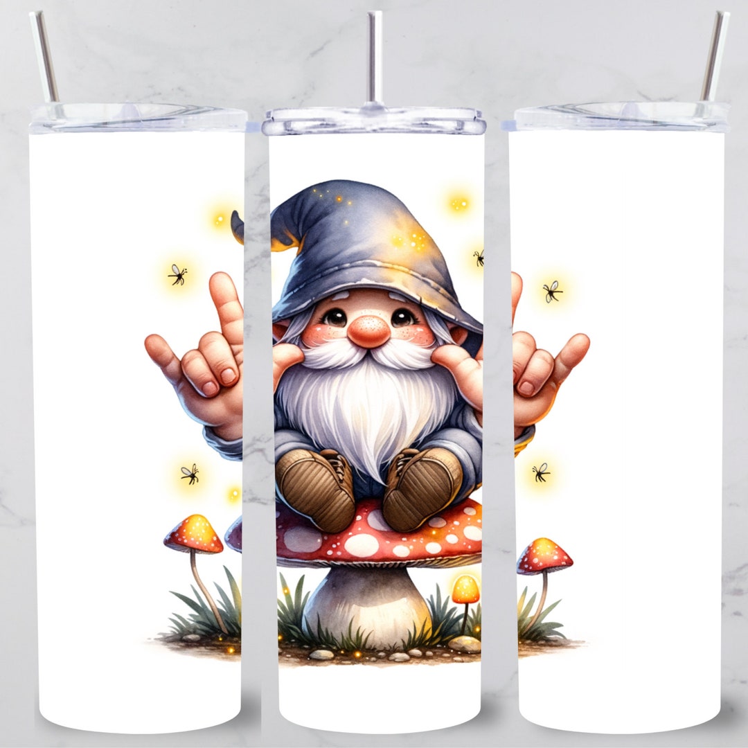 Gnome ASL Ily Tumbler Wrap American Sign Language 20oz Skinny ...