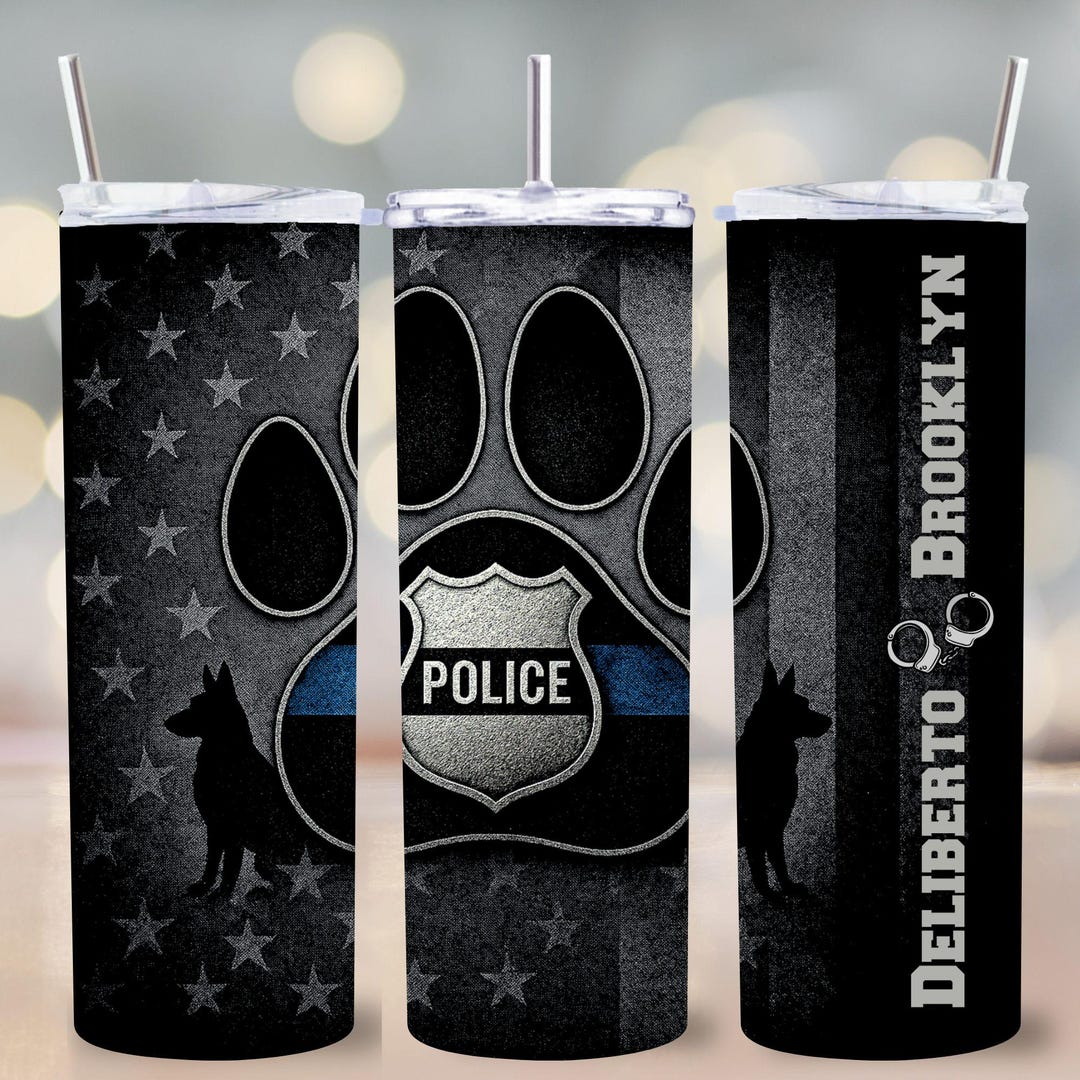 Police K9 Paw Print Tumbler Wrap: Thin Blue Line Design (digital ...
