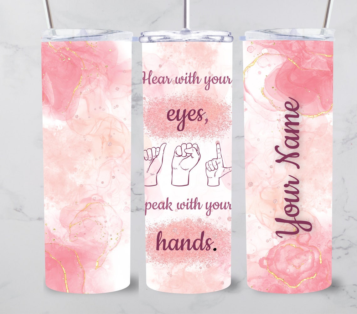 ASL Tumbler Wrap: Custom Name, American Sign Language (PNG Digital ...