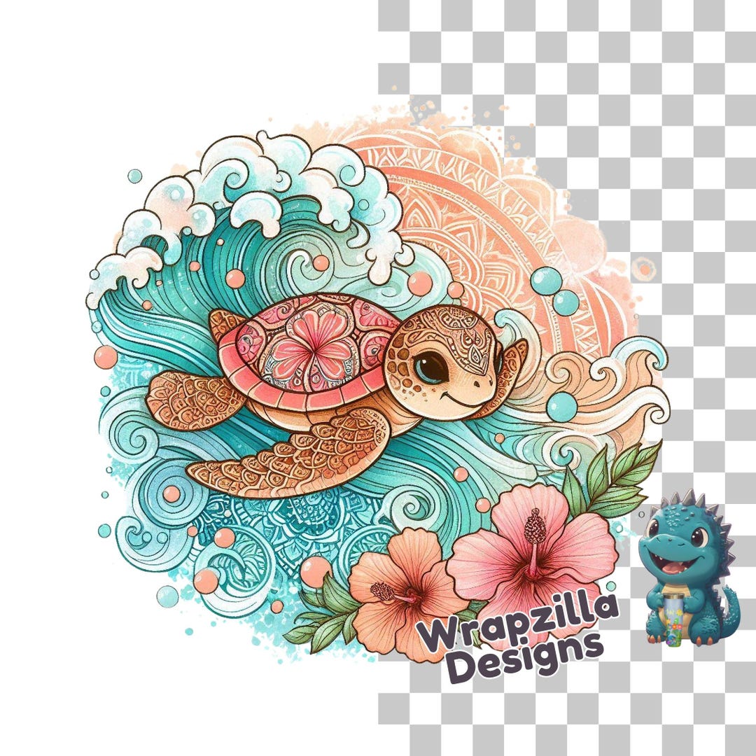 Sea Turtle PNG, Ocean Wave Turtle Clipart, Coastal Digital Download for ...