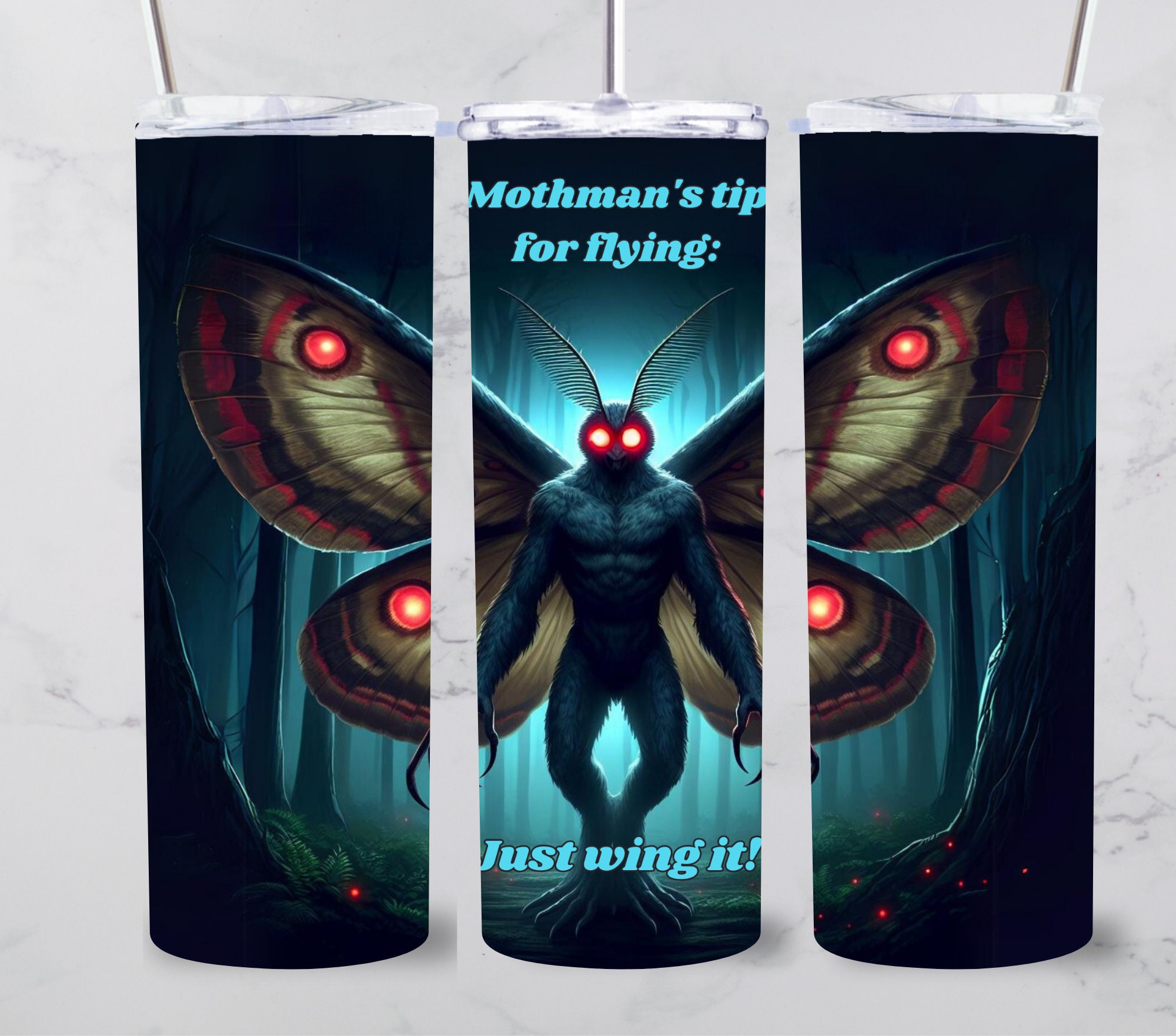 Mothman Tumbler Wrap 20oz Skinny Cryptid Sublimation Design Straight ...