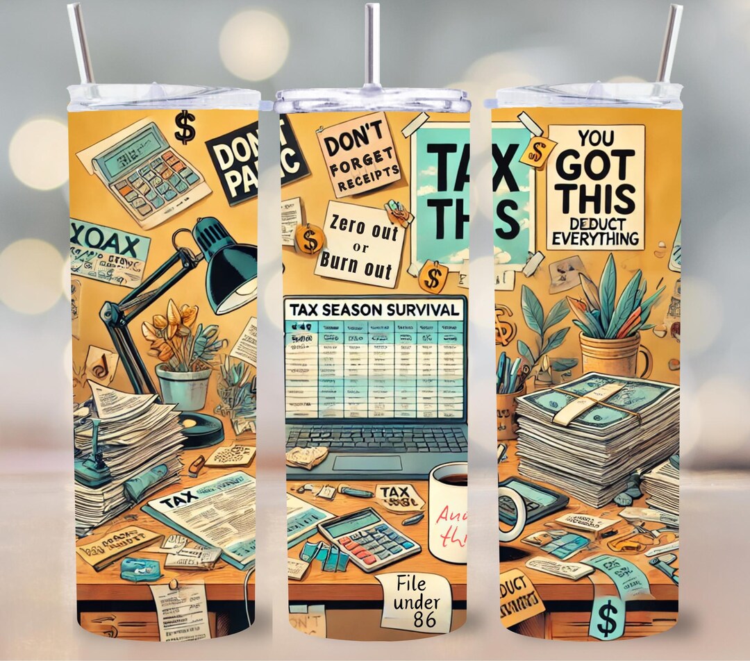 Tax Season Survival Tumbler Wrap: Funny Accountant Gift (PNG Digital ...