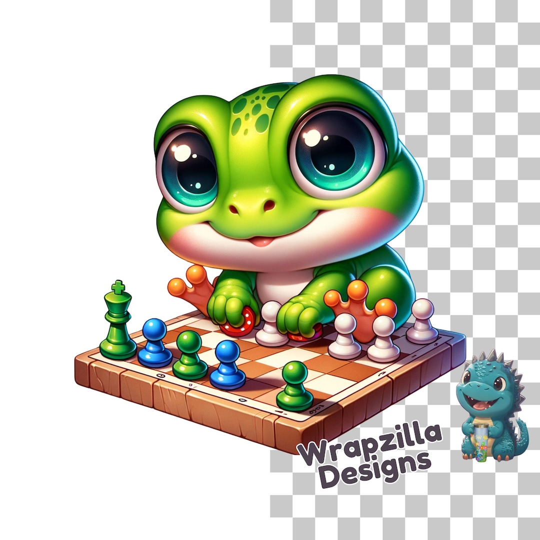 Funny Frog Chess Clipart PNG, Cute Cartoon Frog Digital Art, Chess ...