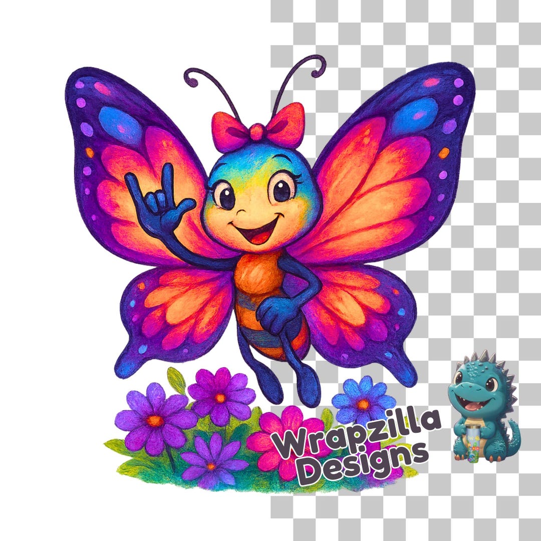 ASL I Love You Hand Sign Butterfly: Deaf Awareness PNG (digital ...