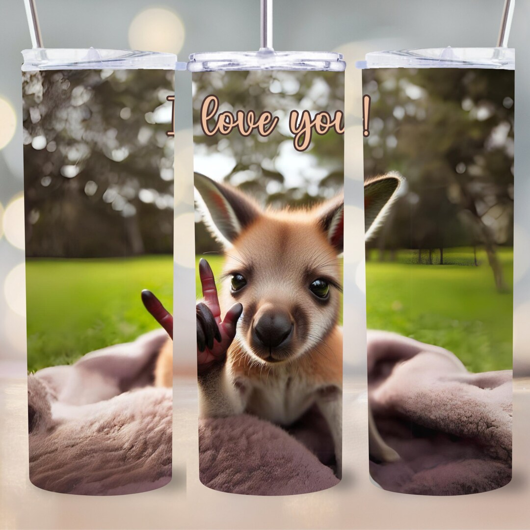 Kangaroo ASL 'I Love You' Tumbler Wrap: 20oz Skinny Sublimation Design ...