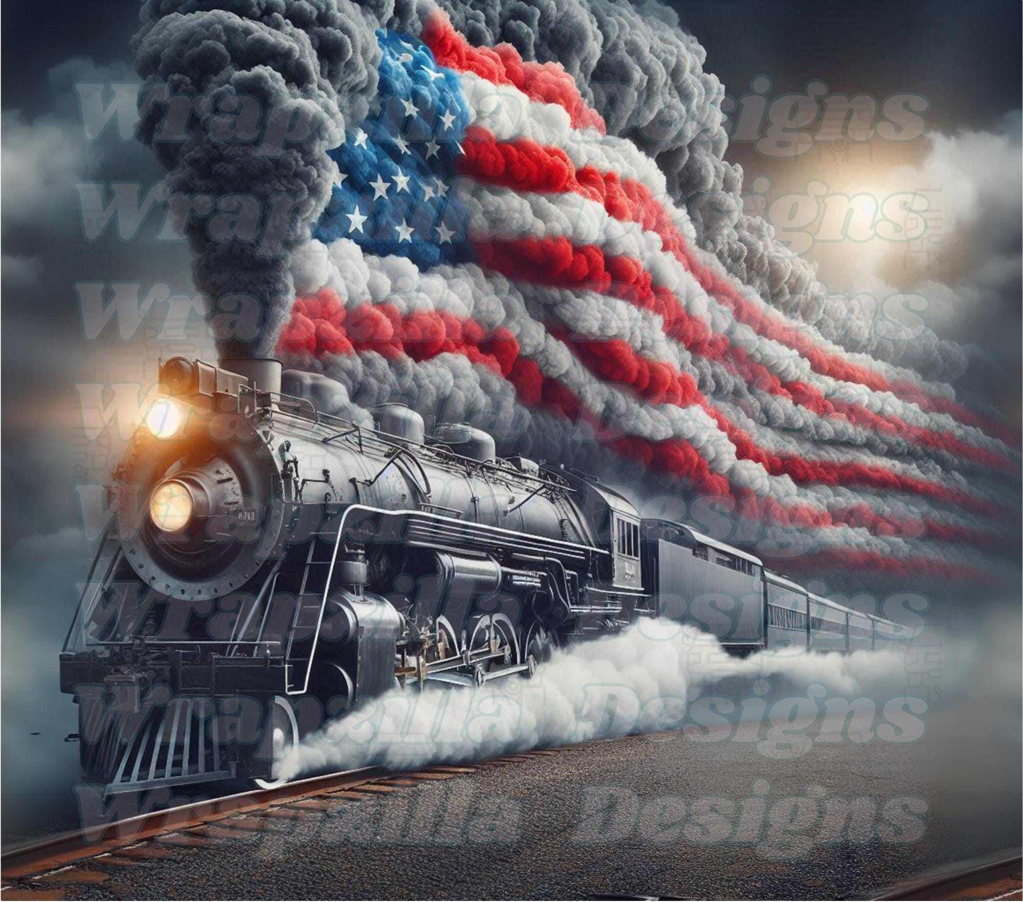 Patriotic Train Tumbler Wrap: USA Flag Sublimation Design (digital ...