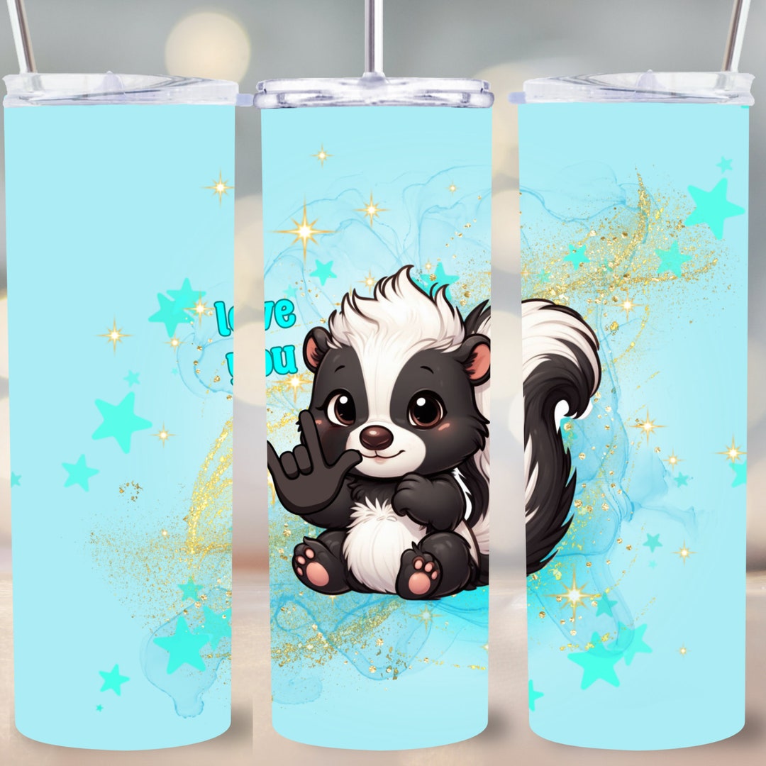 ASL Tumbler Wrap American Sign Language Ily Skunk Stars 20oz Skinny ...