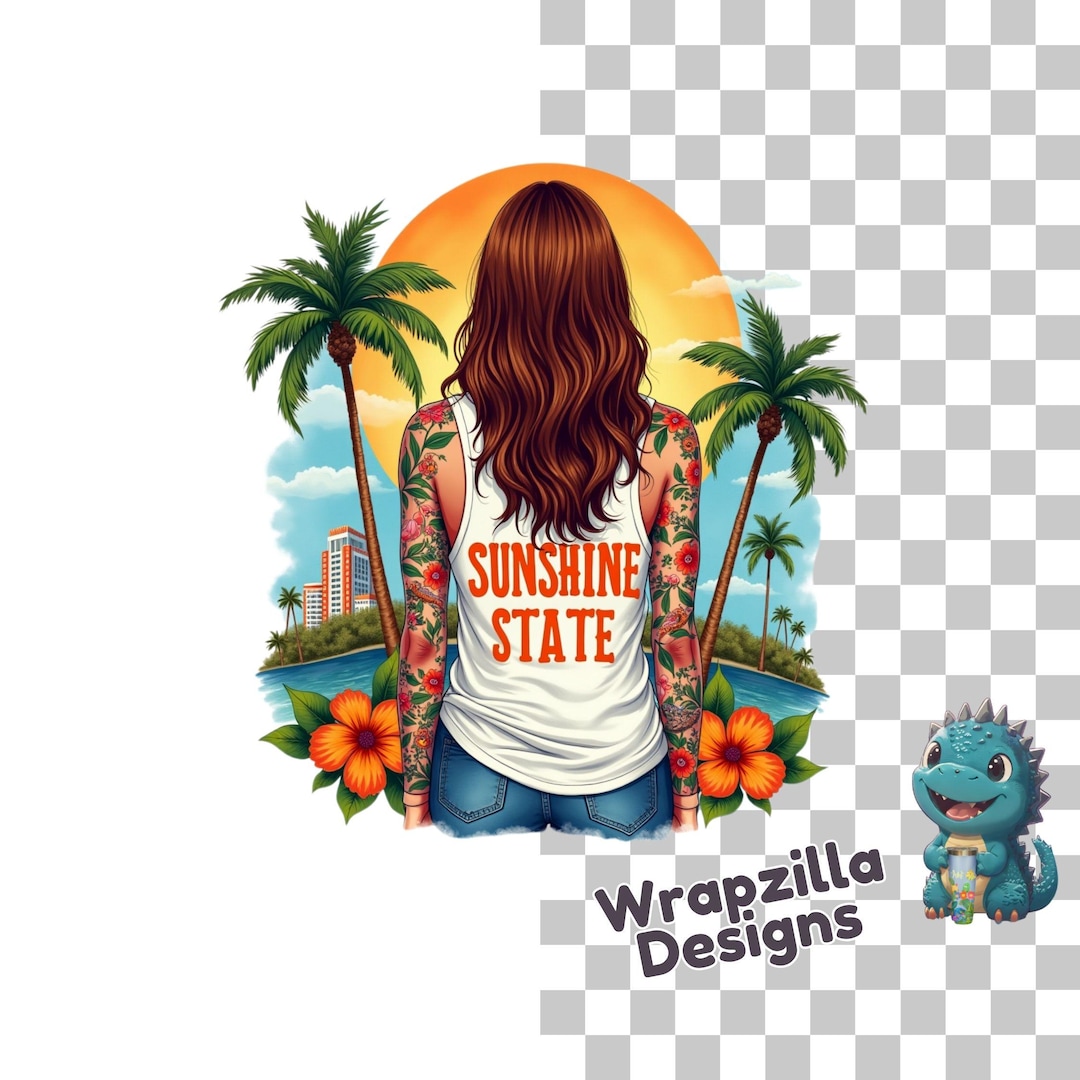 Florida Sunshine State Clipart: Tropical Beach Design (PNG Digital ...