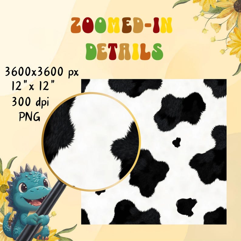 Seamless Cow Print PNG, Furry Holstein Spot Pattern, Black White Farm ...