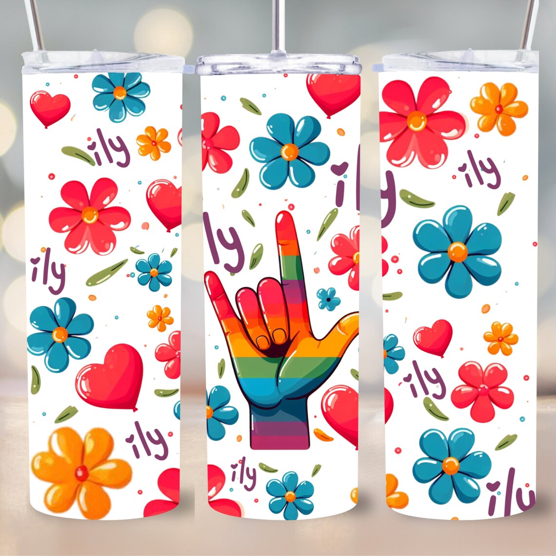 ASL Tumbler Wrap American Sign Language Ily Hand 20oz Skinny ...