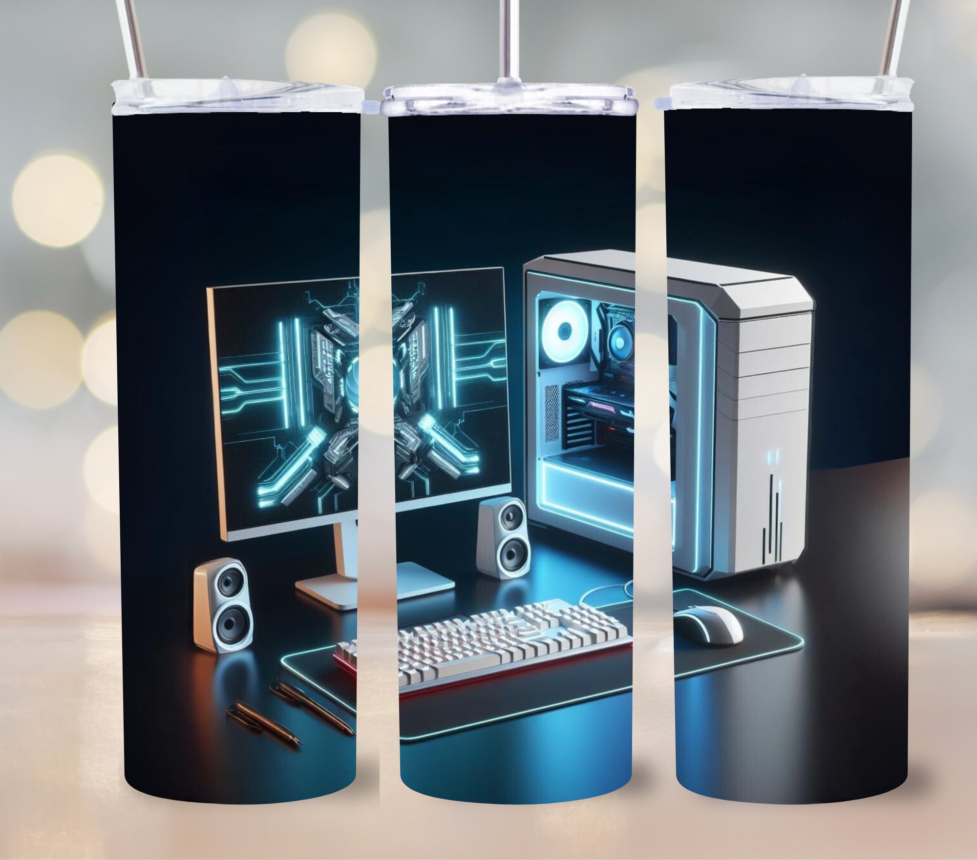 Computer Tumbler Wrap Gamer PC Art 20oz Skinny Sublimation Design ...