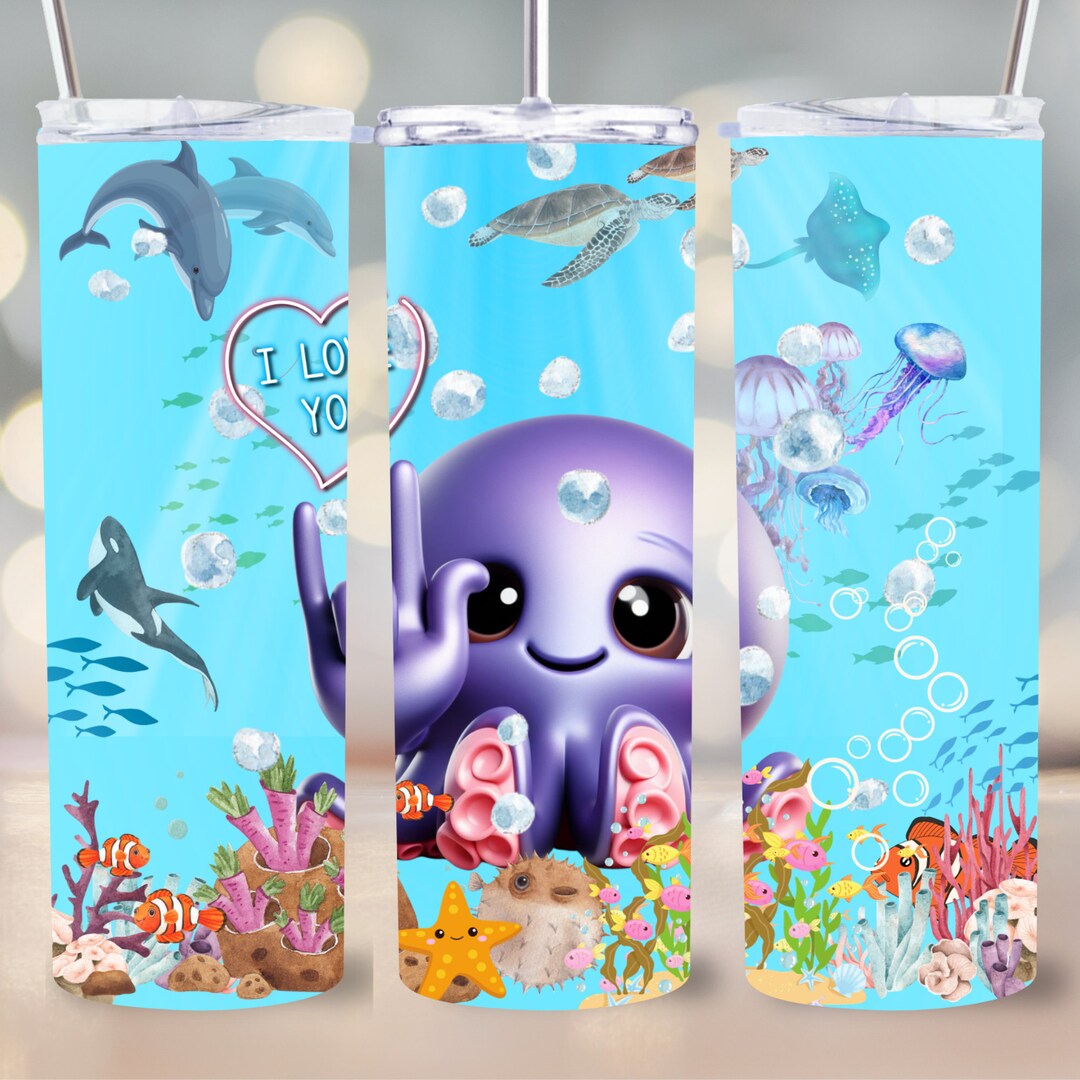 ASL Tumbler Wrap American Sign Language Ily Octopus 20oz - Etsy