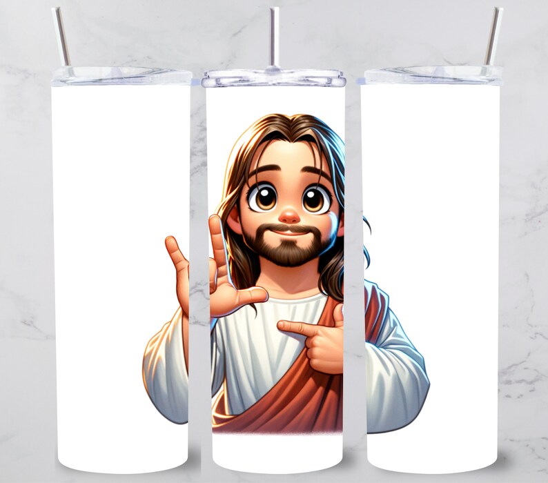 ASL Tumbler Wrap American Sign Language Kids' Cartoon Jesus Ily 20oz ...