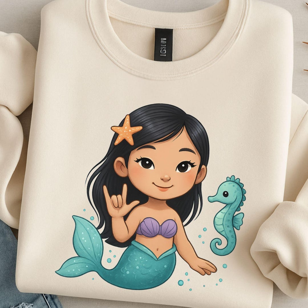 Mermaid ASL Clipart PNG : I Love You Sign Language, Deaf Digital ...
