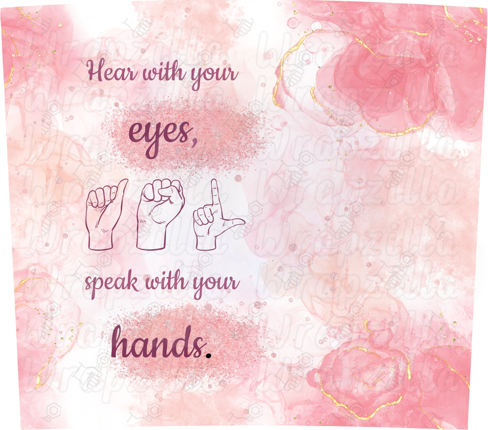 ASL Tumbler Wrap: Custom Name, American Sign Language (PNG Digital ...