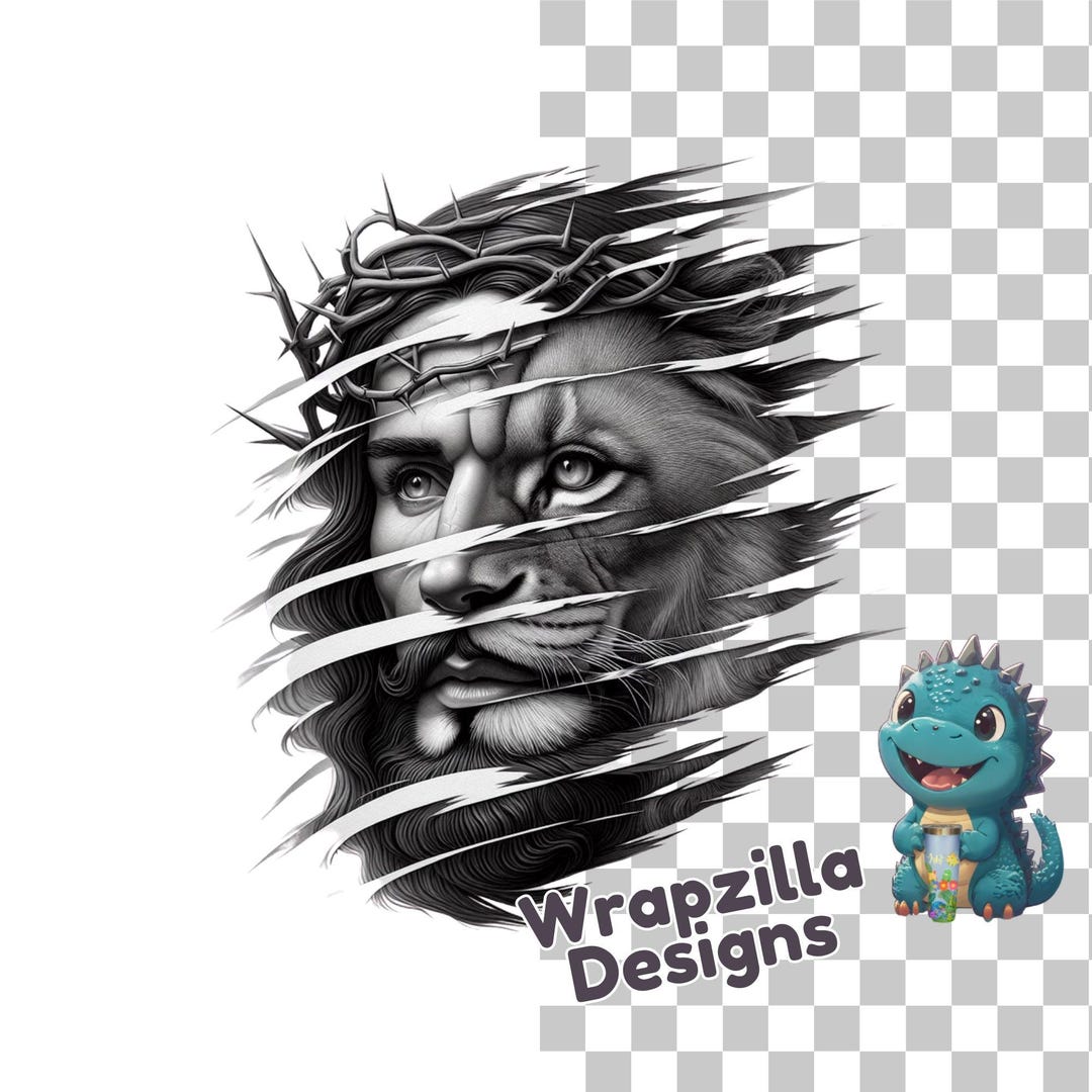 Lion of Judah PNG: Jesus Face Split, Crown of Thorns (digital Download ...