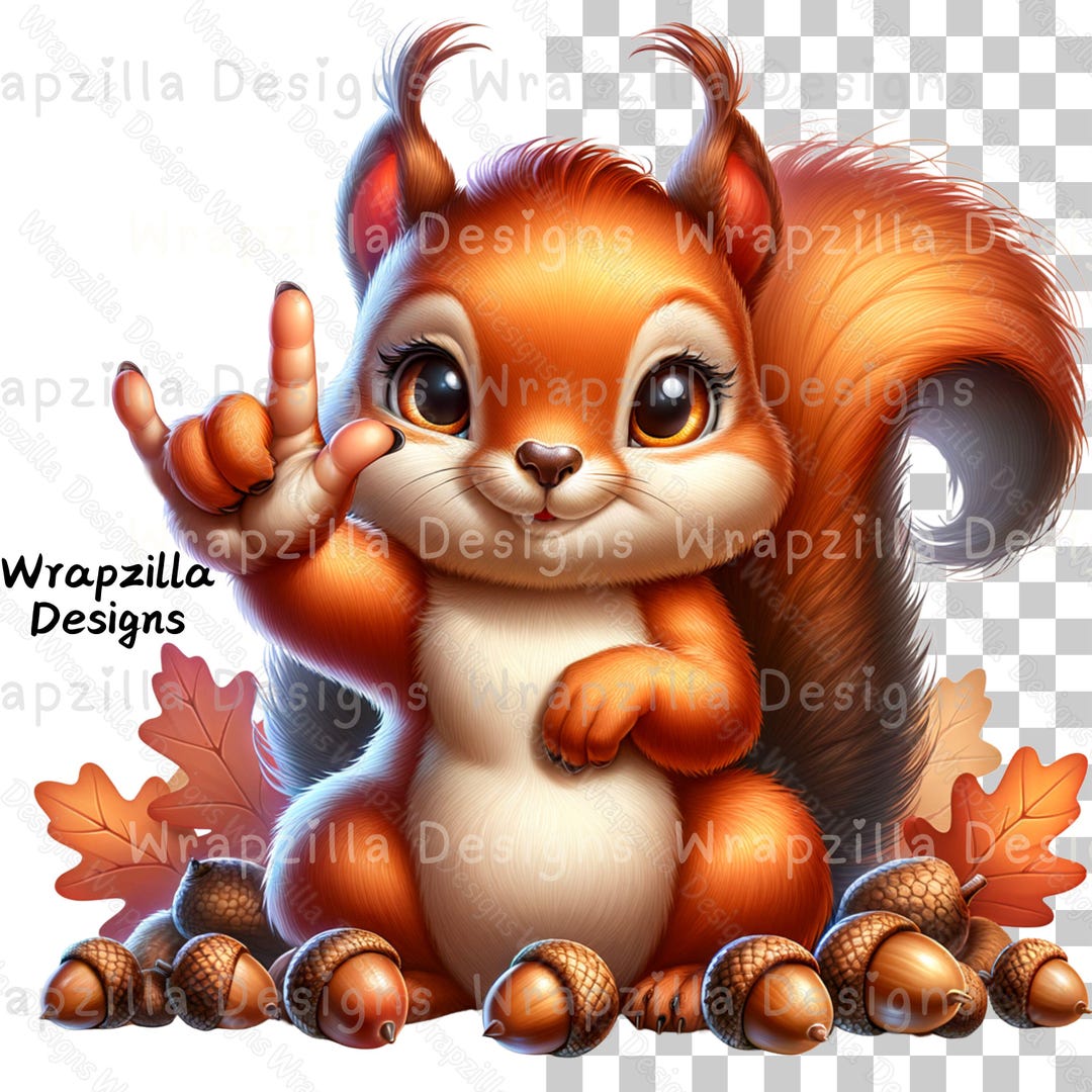 Fall Squirrel ASL, I Love You Clip Art, Woodland Animal PNG, American ...