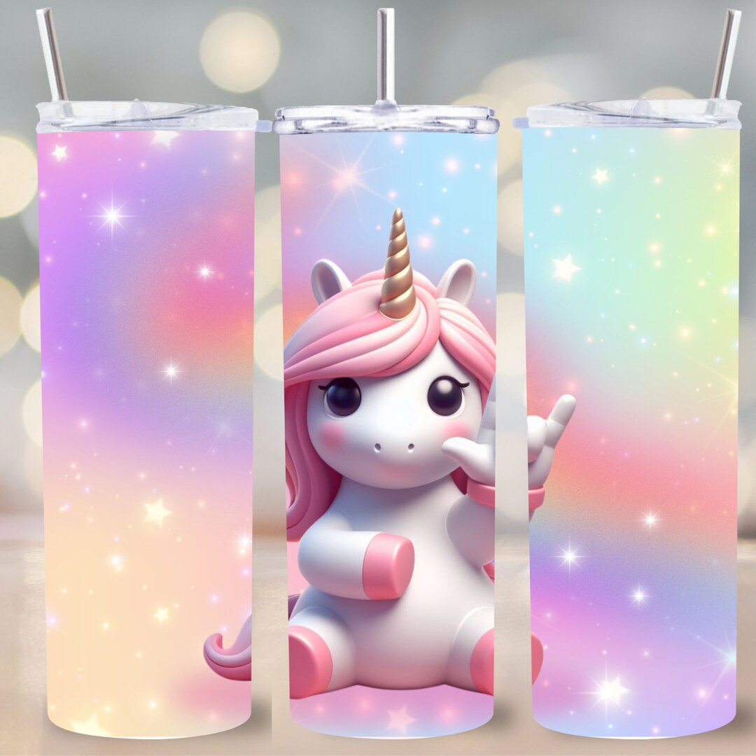 ASL Unicorn Rainbow Tumbler Wrap Download ILY Sublimation Design Deaf ...