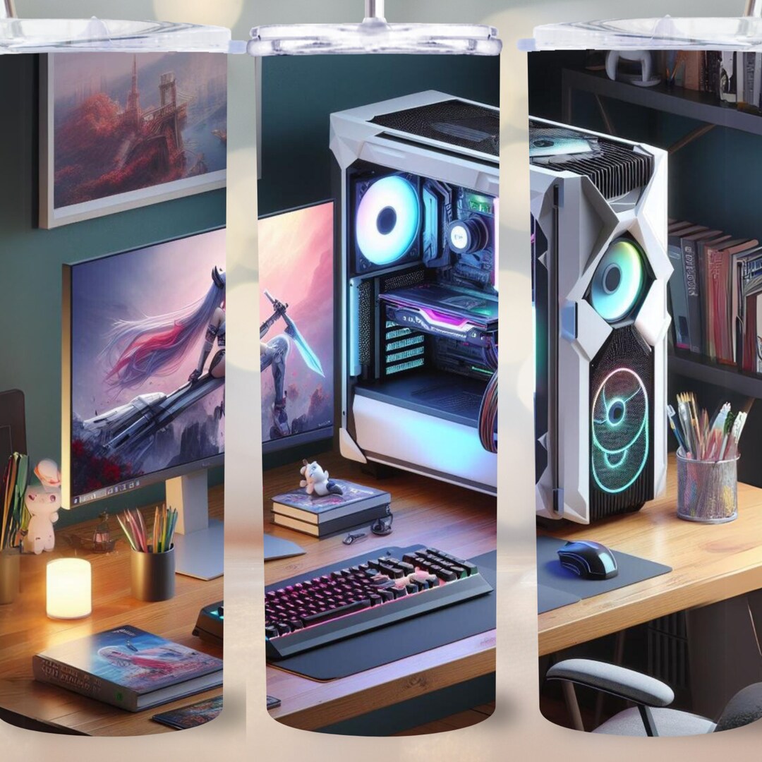 Computer Tumbler Wrap Gamer PC Art 20oz Skinny Sublimation Design ...