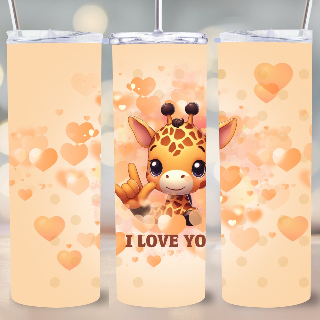 ASL Tumbler Wrap American Sign Language Ily Giraffe Heart 20oz Skinny ...