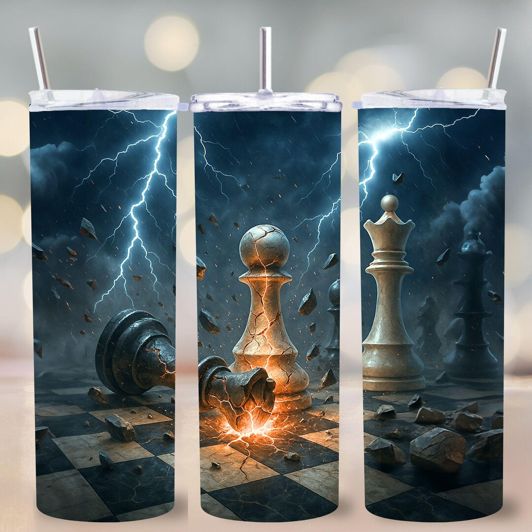 Epic Chess Battle Tumbler Wrap PNG, Exploding Pawn Sublimation Design ...