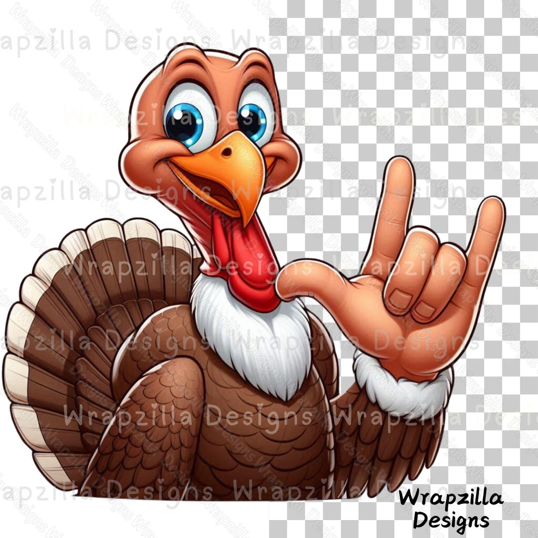 ASL Turkey Clipart PNG, Thanksgiving I Love You Sign Language Art ...