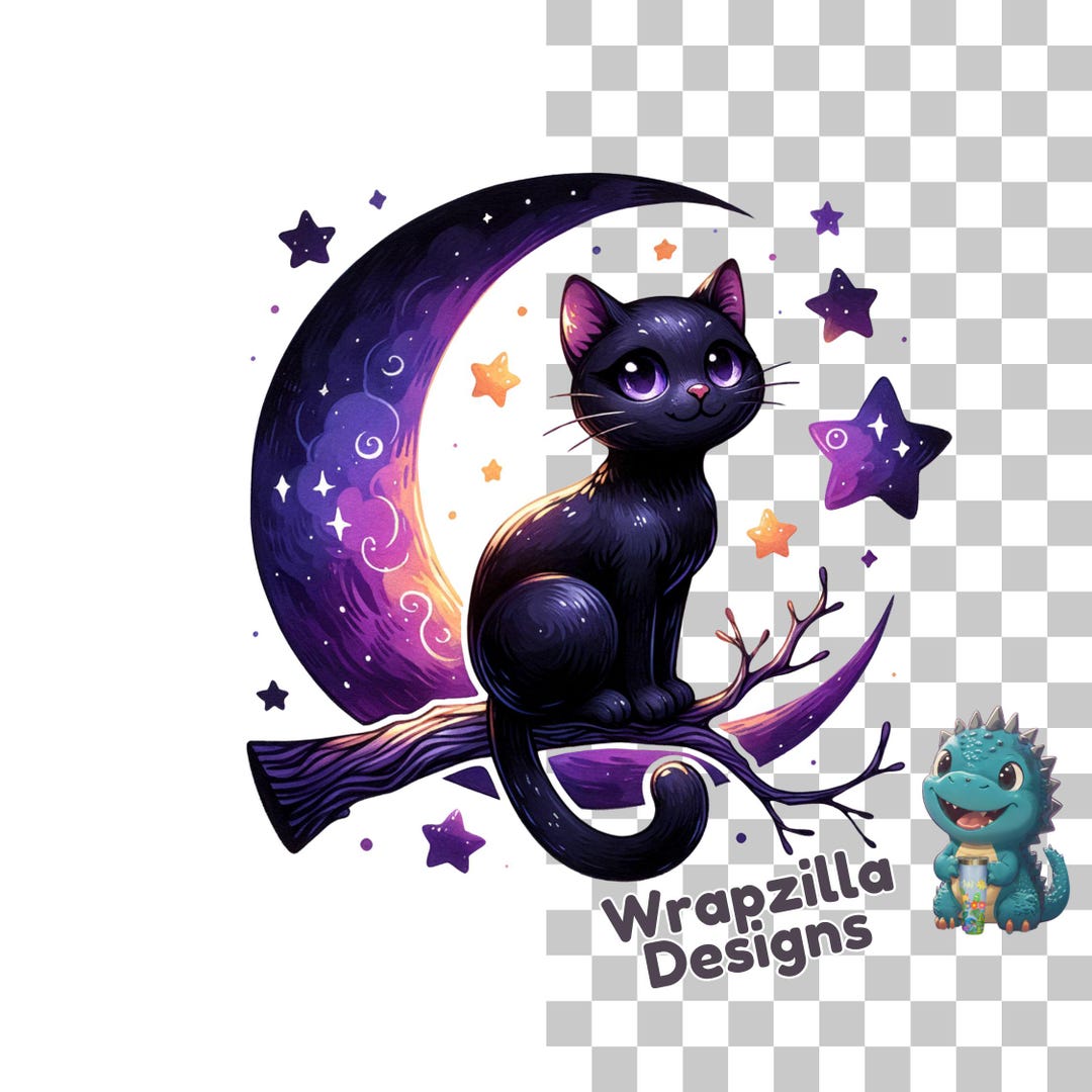 Celestial Black Cat Clipart: Moon, Stars, Galaxy (digital Download - Etsy