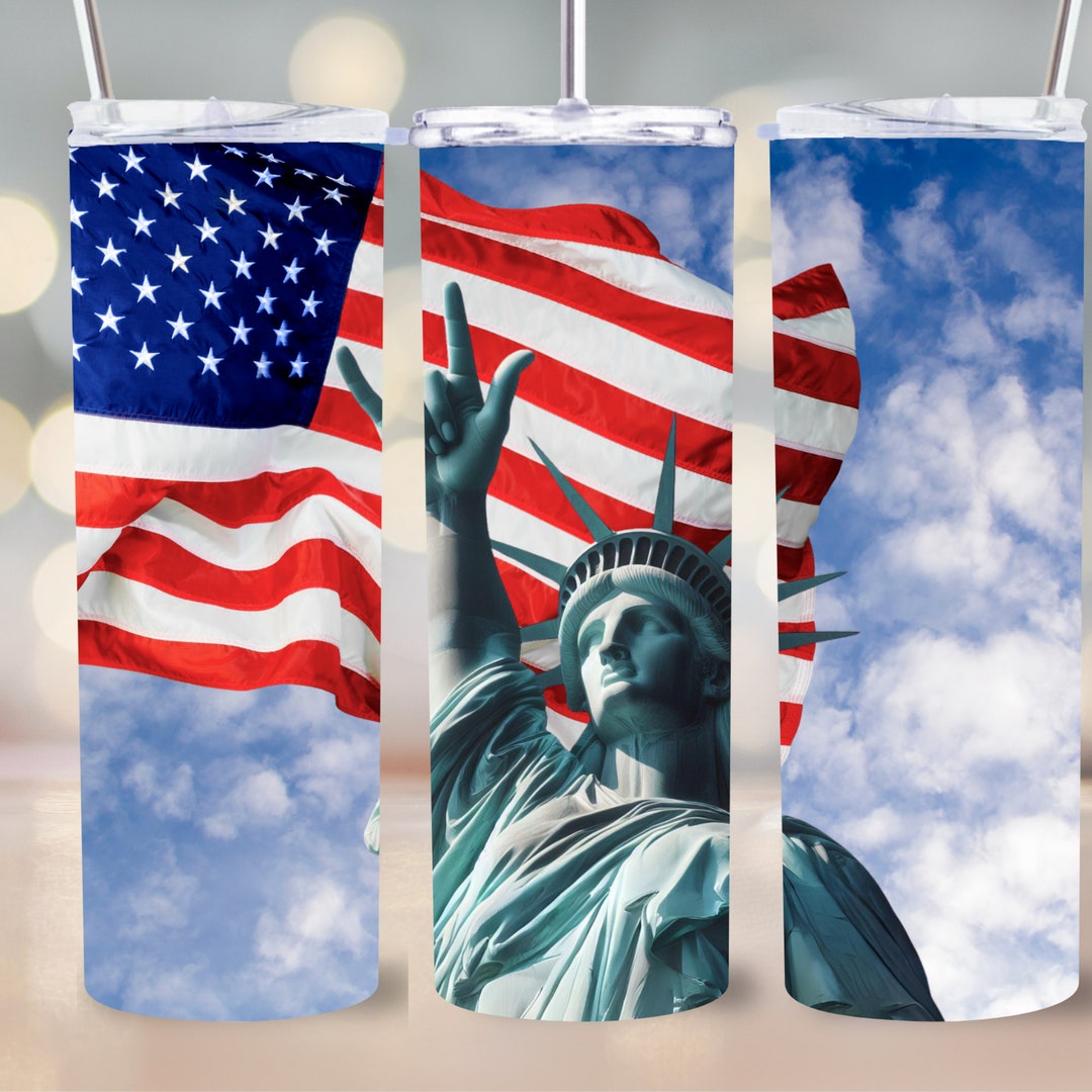 ASL Tumbler Wrap American Sign Language Ily Flag Statue 20oz Skinny ...