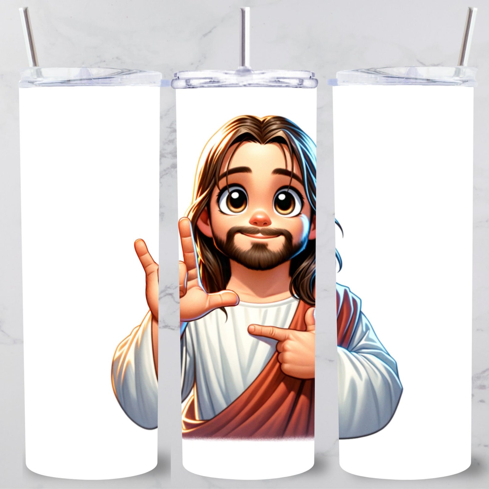 ASL Tumbler Wrap American Sign Language Kids' Cartoon Jesus Ily 20oz ...