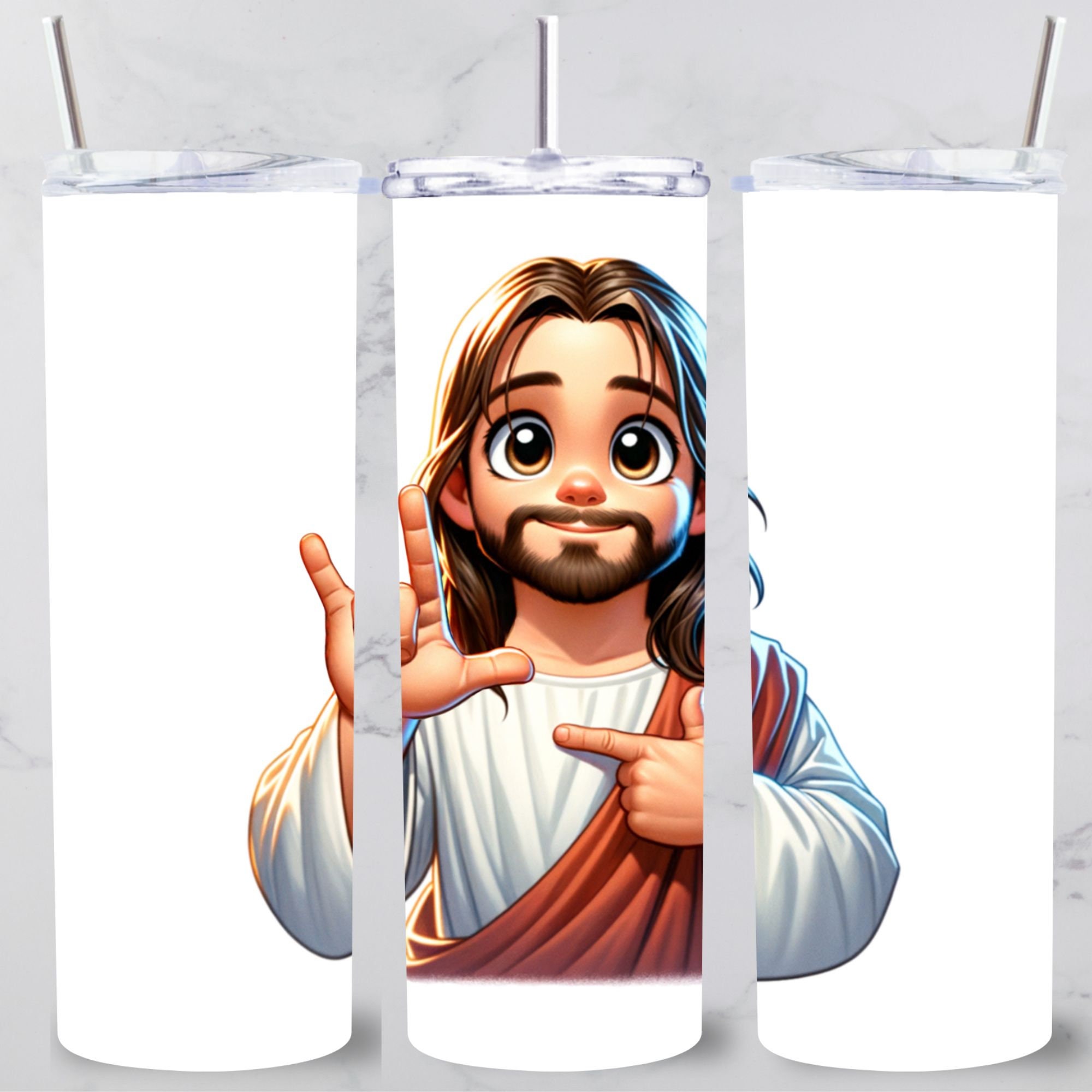 ASL Tumbler Wrap American Sign Language Kids' Cartoon Jesus Ily 20oz ...