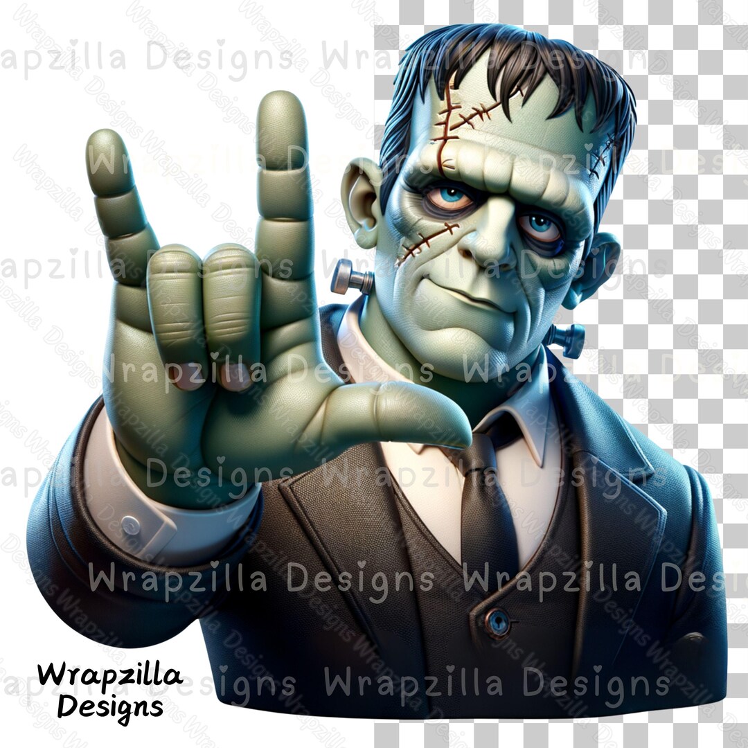 Frankenstein ASL ILY Clipart, Halloween PNG (digital Download) - Etsy