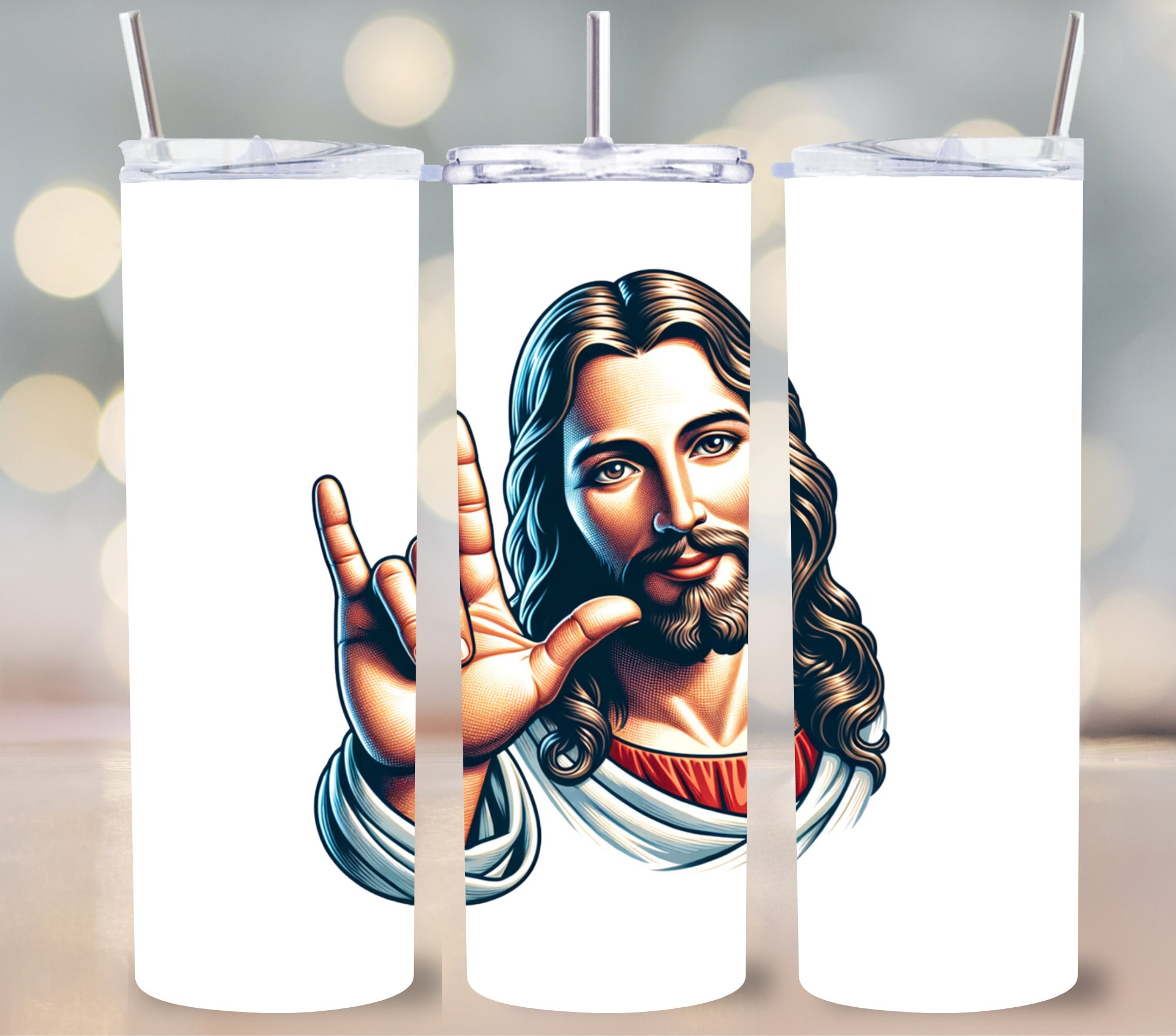 ASL Tumbler Wrap American Sign Language Jesus Ily 20oz Skinny ...