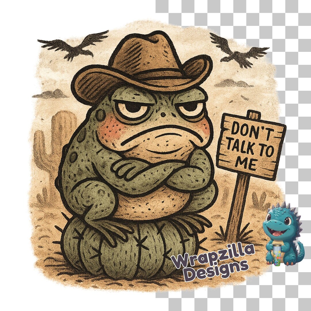 Grumpy Cowboy Toad Clipart PNG, Western Frog Don’t Talk to Me Design, Funny Cactus Sublimation ...
