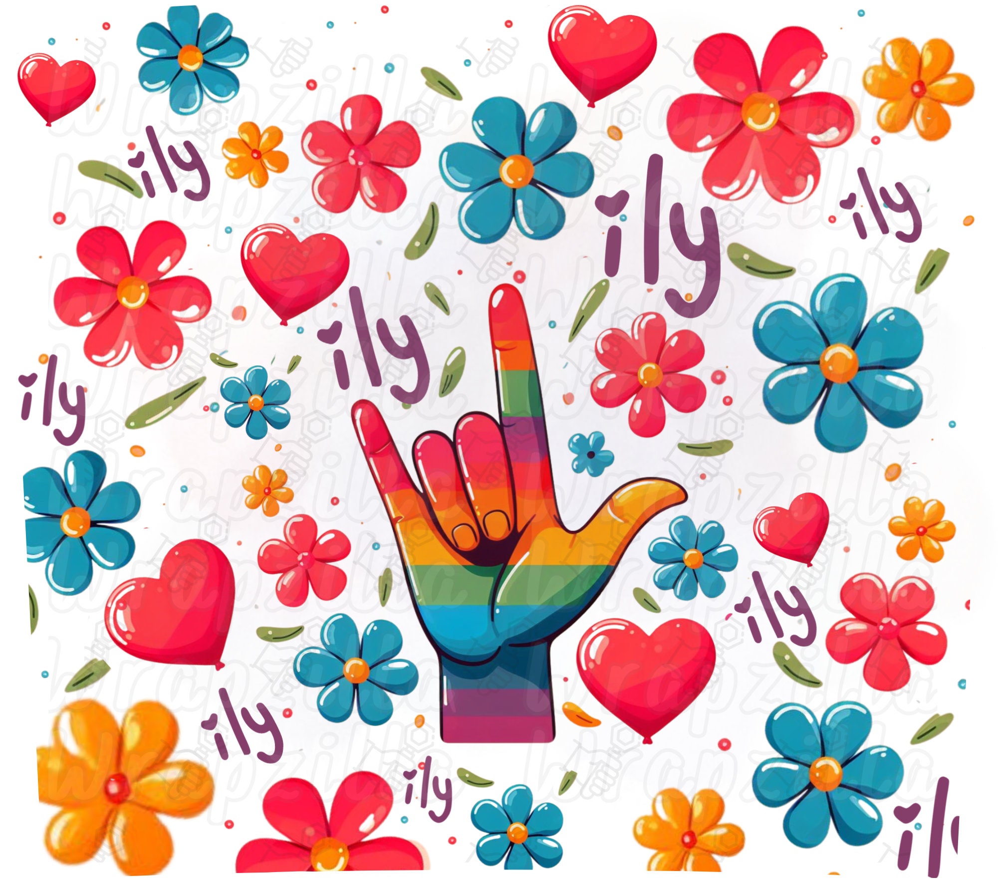 ASL Tumbler Wrap American Sign Language Ily Hand 20oz Skinny ...