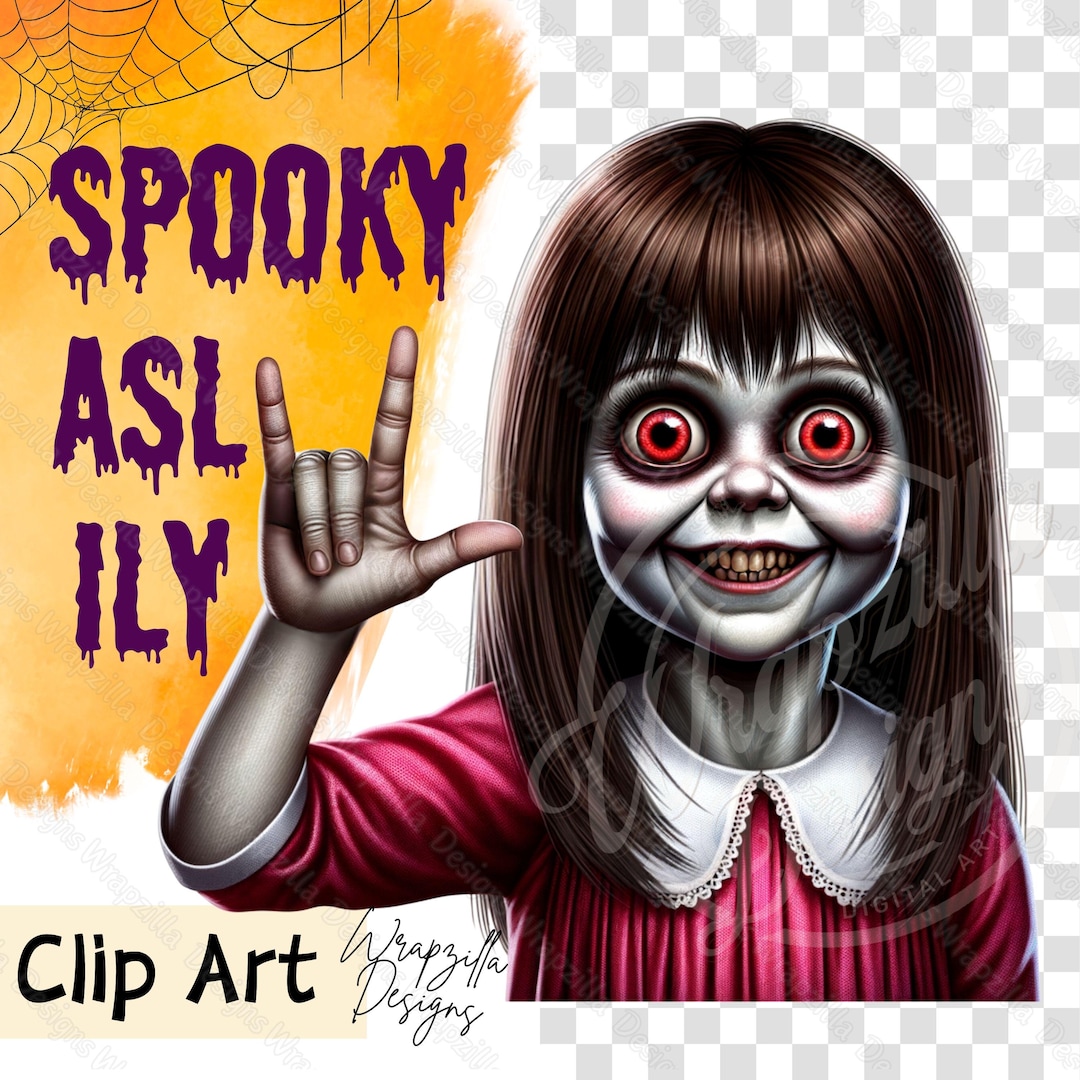 Creepy ASL ILY Clipart, Horror Doll PNG (digital Download) - Etsy