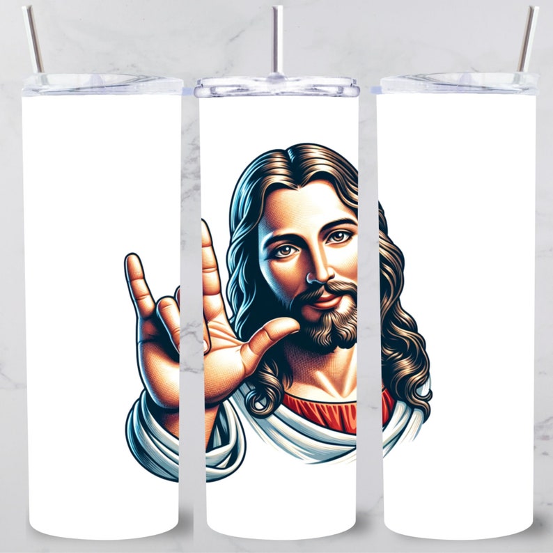 ASL Tumbler Wrap American Sign Language Jesus Ily 20oz Skinny ...
