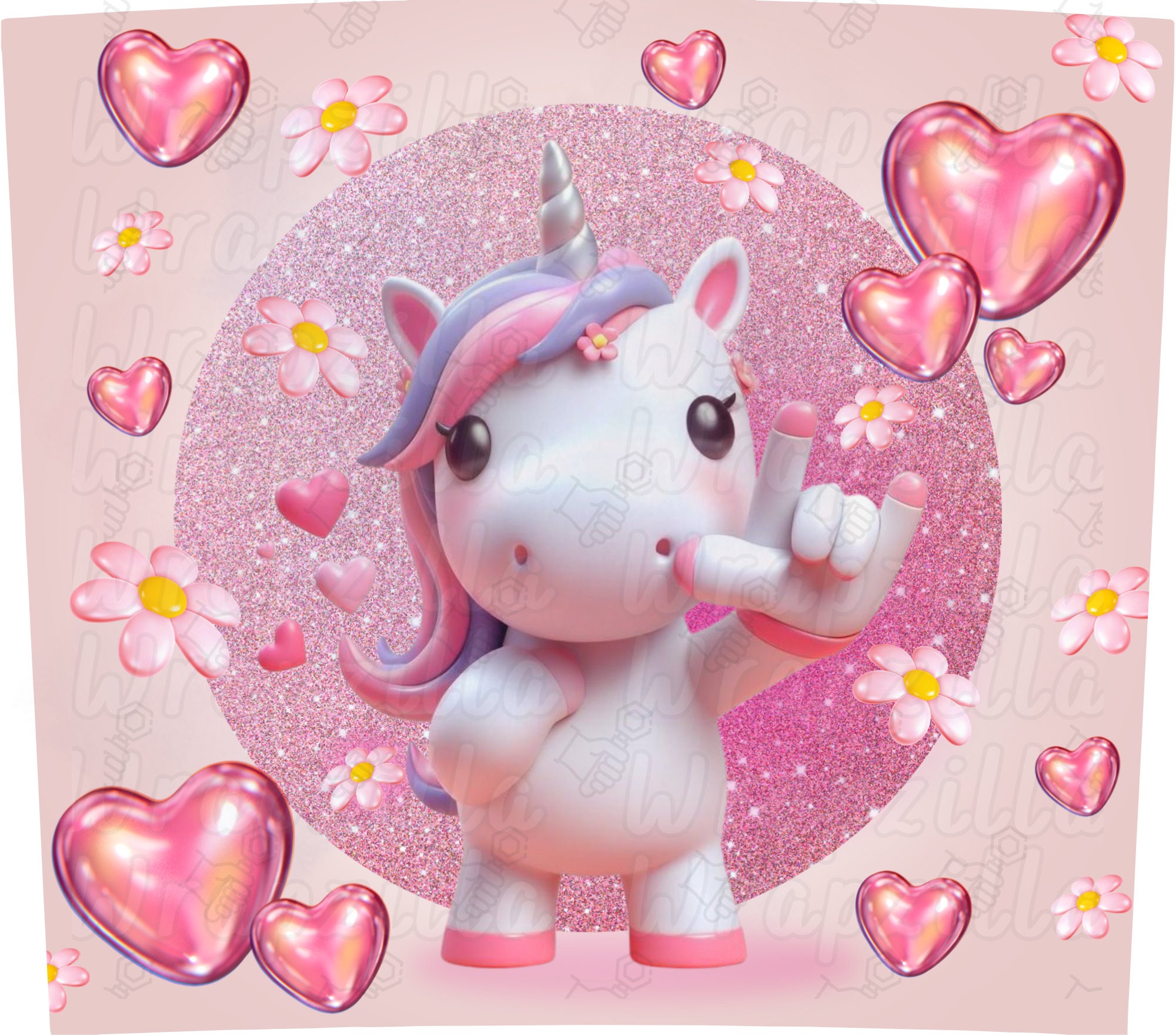 ASL Tumbler Wrap American Sign Language Ily Unicorn Flowers 20oz Skinny ...