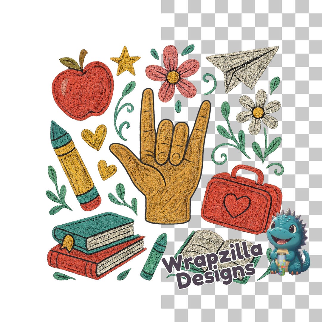 ASL I Love You Clipart: Chalkboard Teacher Design (PNG Digital Download ...