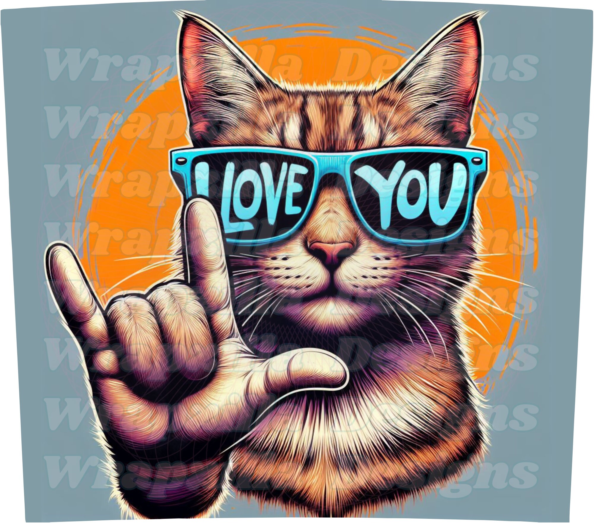 ASL Ily Tumbler Wrap American Sign Language Cat Sunglasses Ily 20oz ...