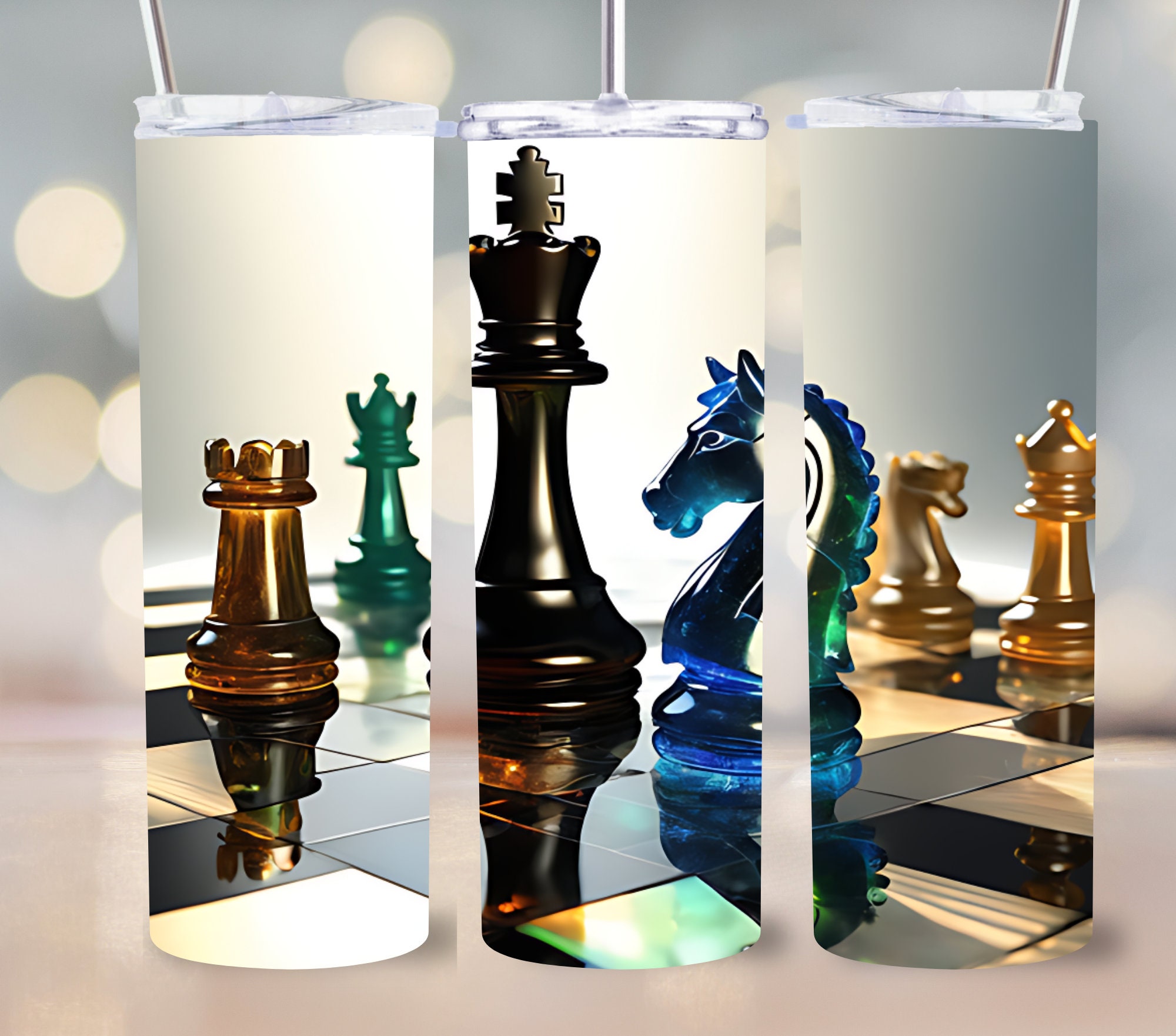 Chess Player Art Grand Master 20oz Skinny Tumbler Sublimation Wrap ...