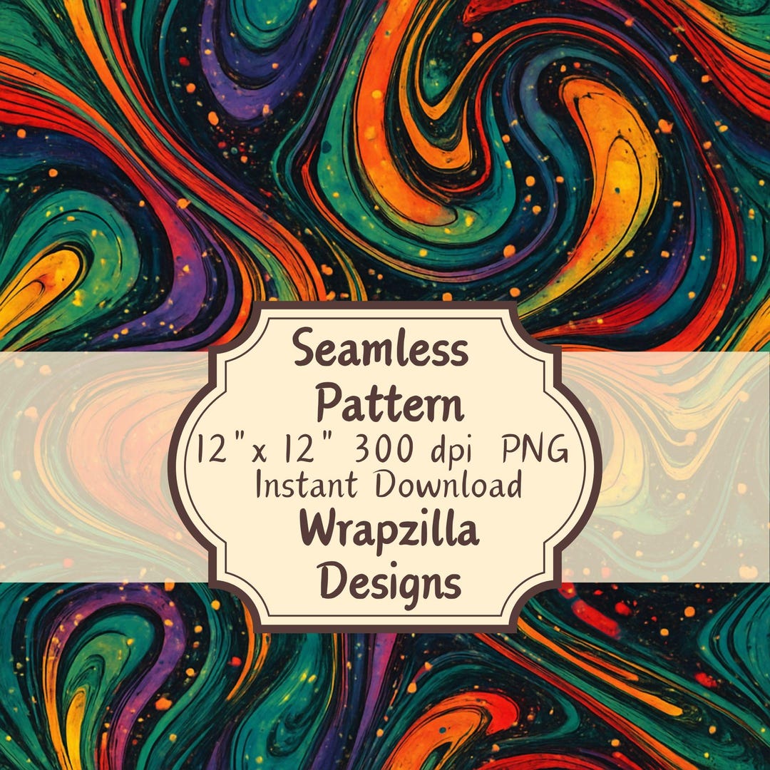 Psychedelic Marble Seamless Pattern: Abstract Fluid Art (digital ...