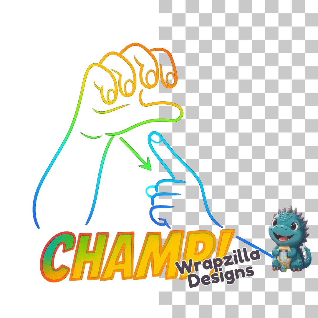 Neon Champ ASL Hands Clipart PNG, Sign Language Digital Design, Deaf ...