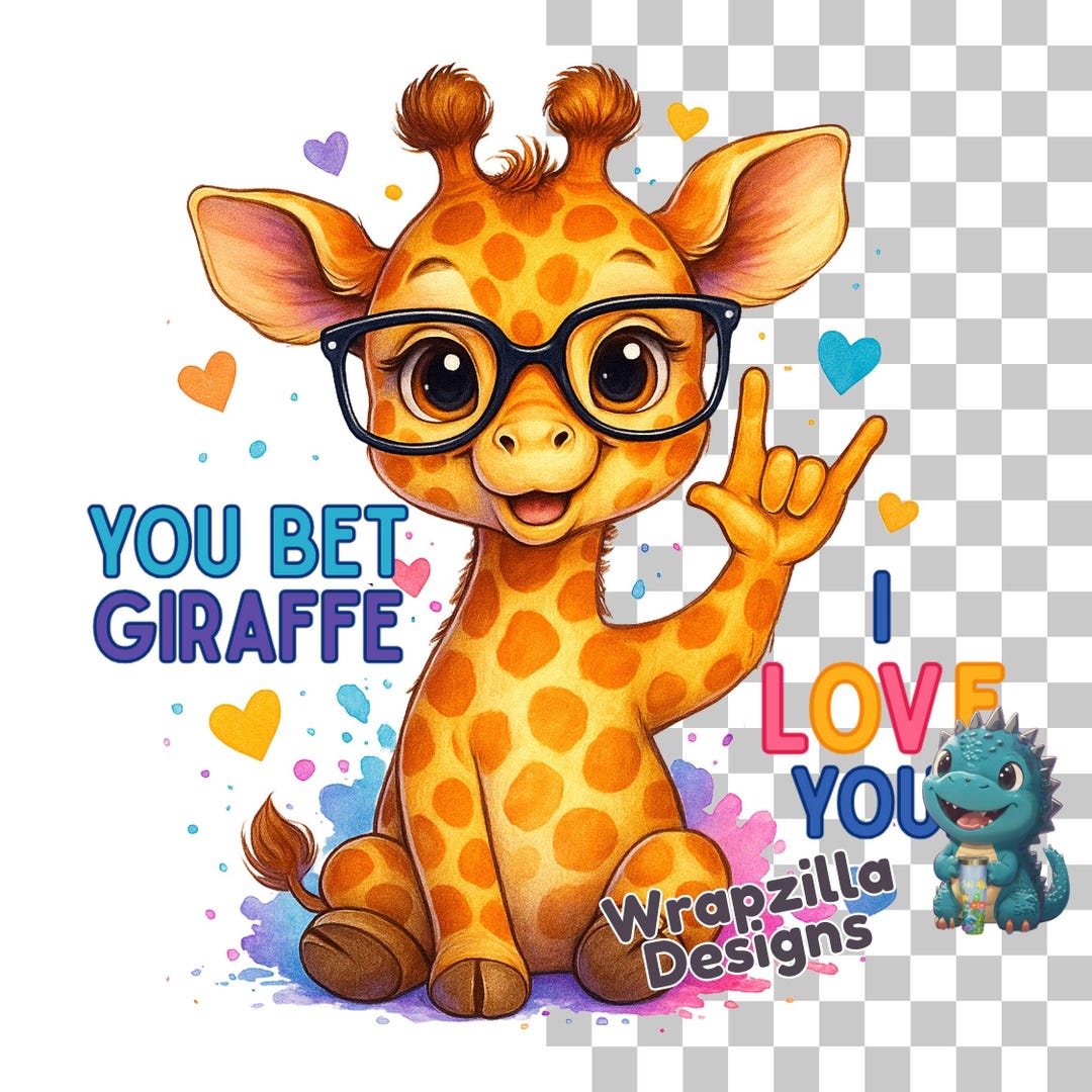 Giraffe I Love You ASL Clipart: Deaf Awareness PNG (digital Download ...