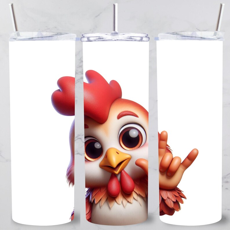 ASL Tumbler Wrap American Sign Language Ily Baby Chicken Rooster 20oz ...