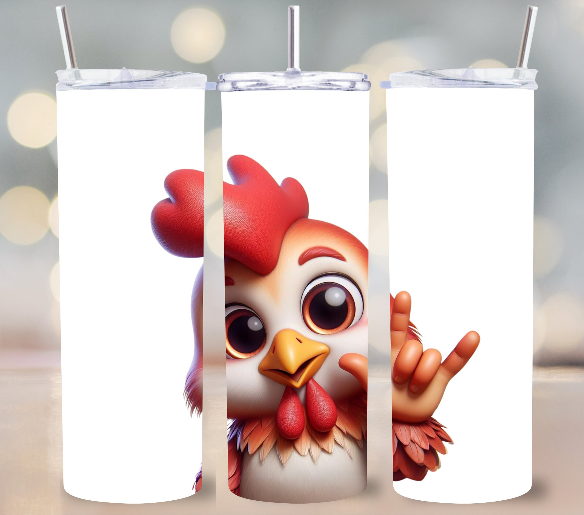 ASL Tumbler Wrap American Sign Language Ily Baby Chicken Rooster 20oz ...