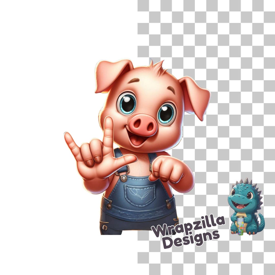 ASL Pig Clipart PNG: Farm Animal Sign Language Design (digital Download ...