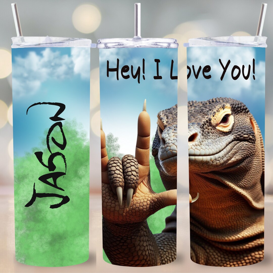 Komodo Dragon ASL Tumbler Wrap American Sign Language Ily20oz Skinny ...