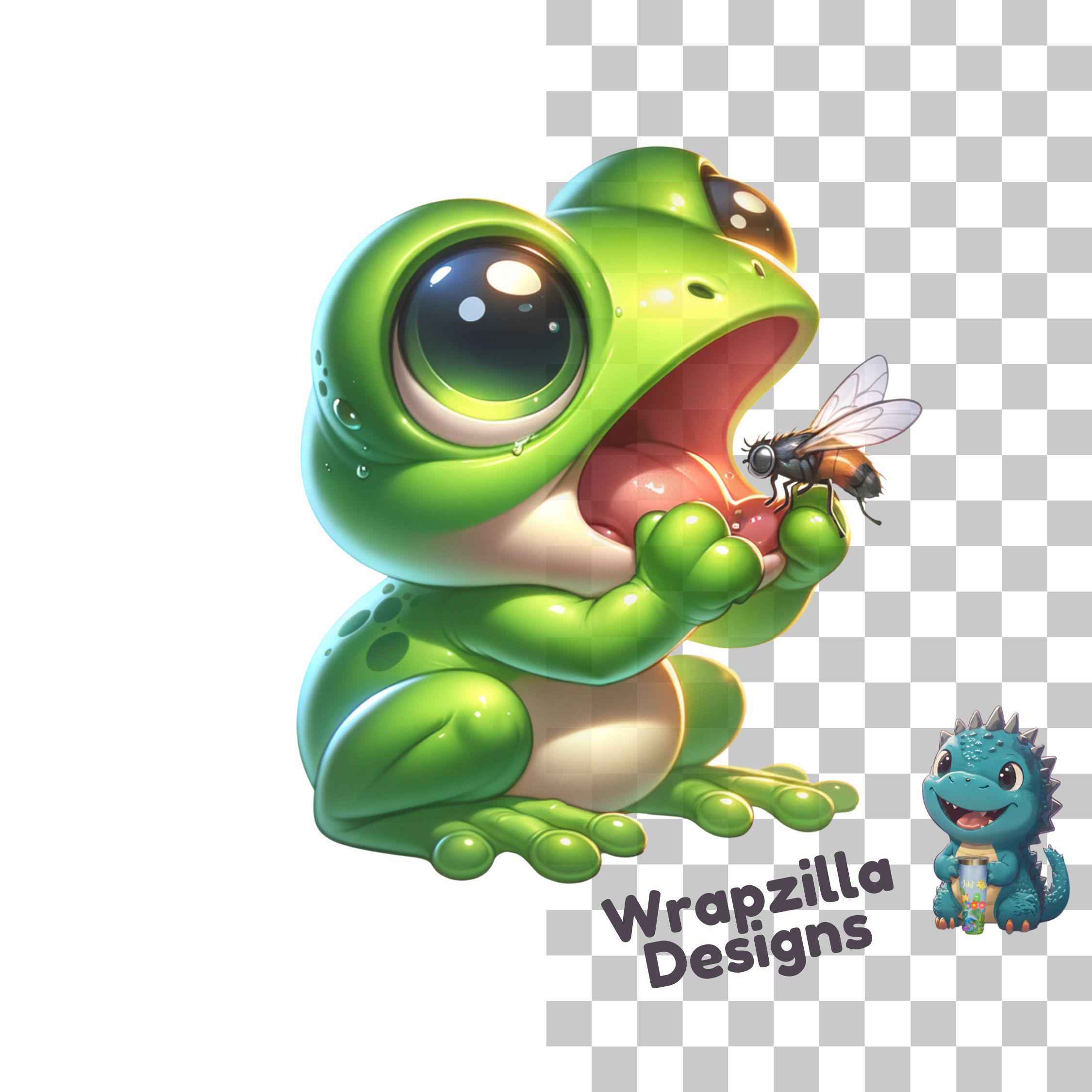 Funny Frog Clipart PNG, Cartoon Frog Digital Art, Frog and Fly ...