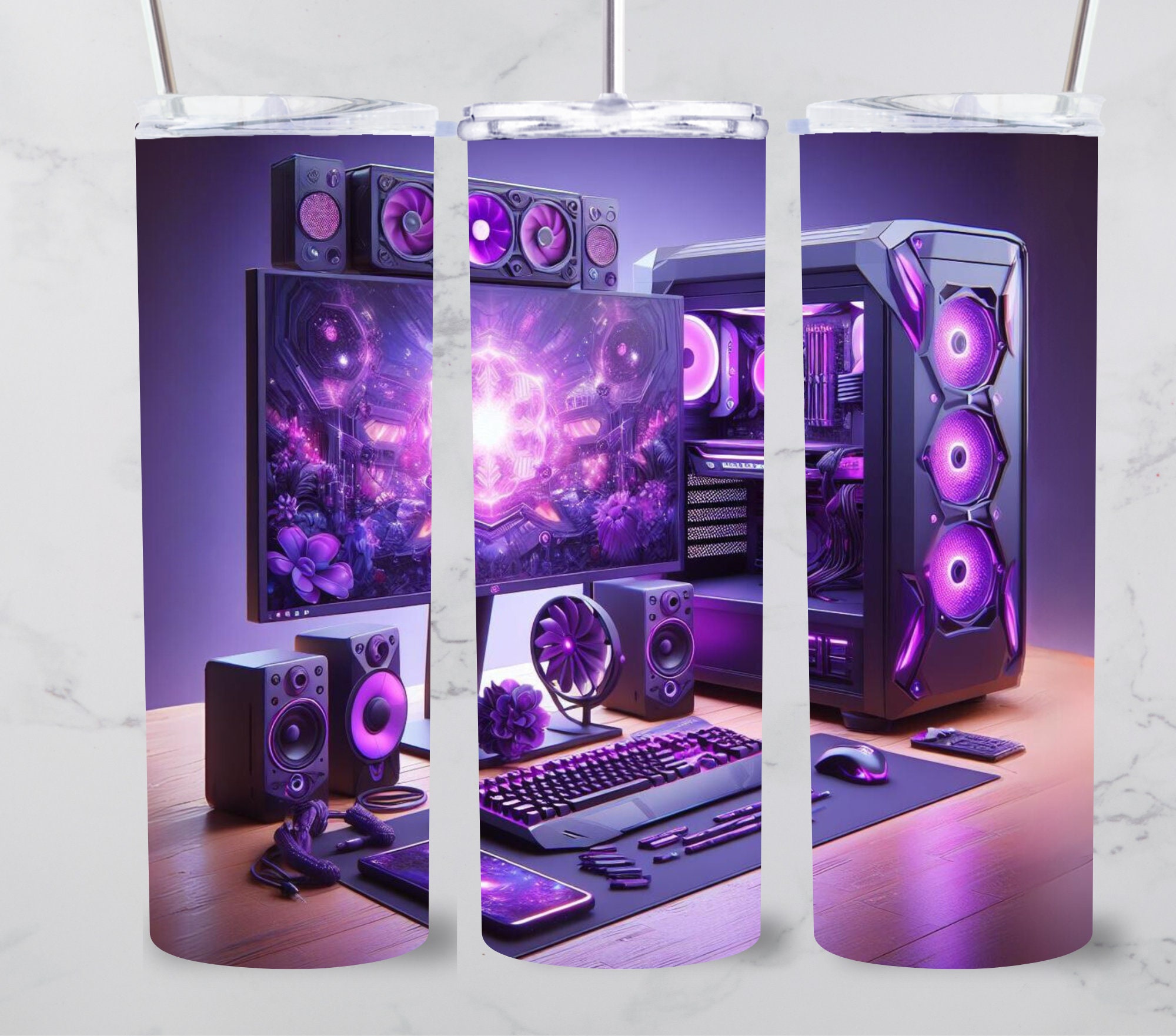 Computer Tumbler Wrap Gamer PC Art 20oz Skinny Sublimation Design ...
